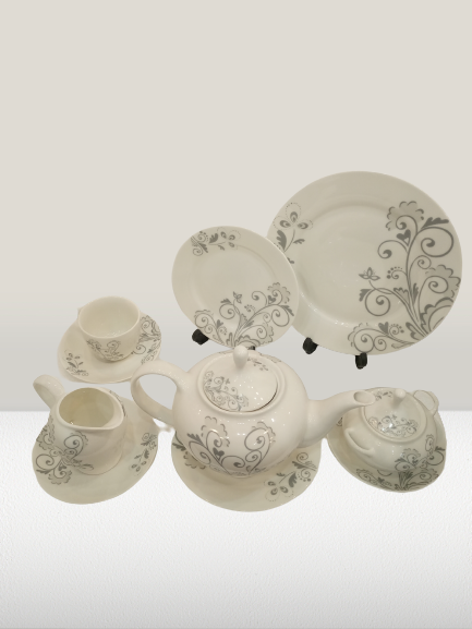 Bone tea set 6 person serving – AlWassay Crockery