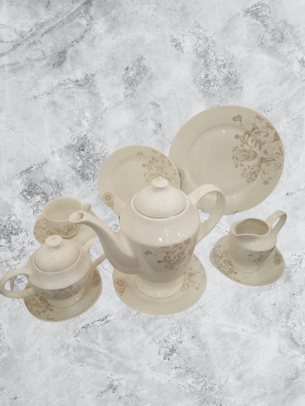 Bone tea set 6 person serving – AlWassay Crockery