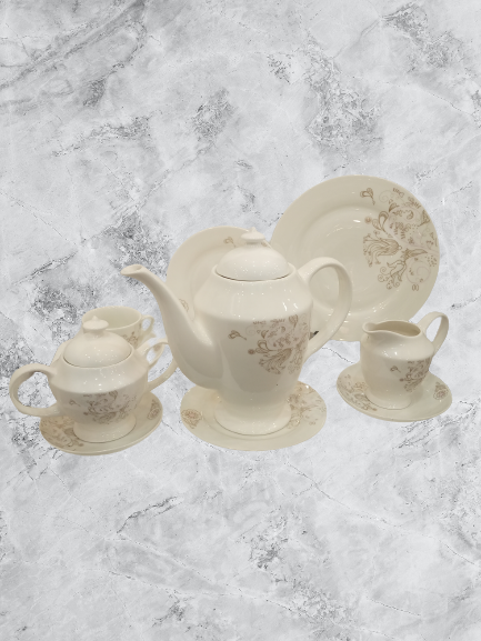 Bone tea set 6 person serving – AlWassay Crockery
