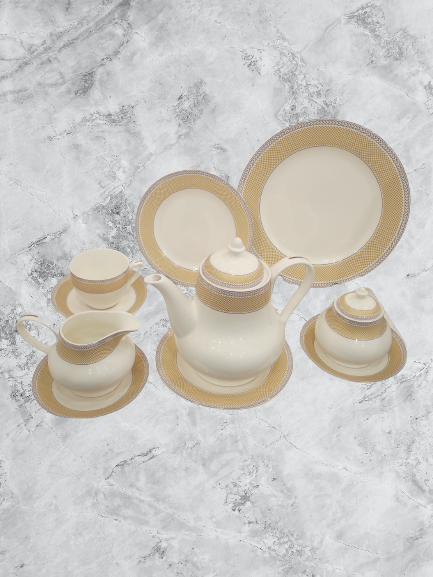 Bone tea set 6 person serving – AlWassay Crockery