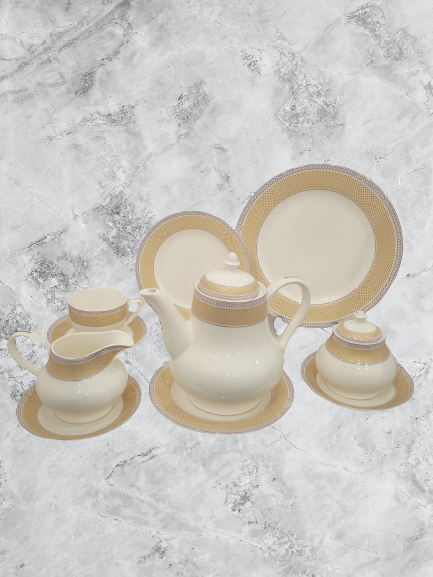 Bone tea set 6 person serving – AlWassay Crockery