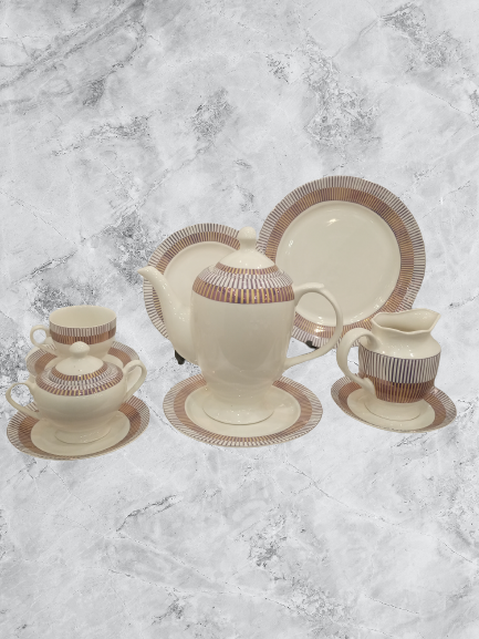 Bone tea set 6 person serving – AlWassay Crockery